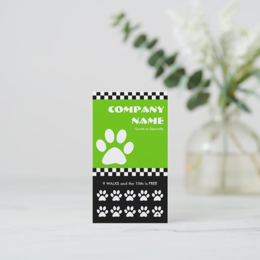 dog walker checkers punchcard loyalty card | Zazzle