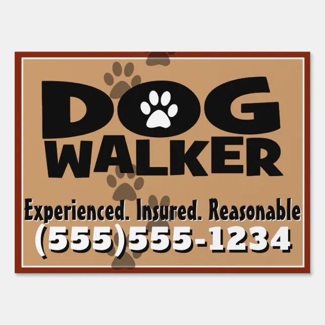 Dog walker. Dog Walking. Customizable Advertising Sign | Zazzle