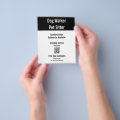 Dog Walker Pet Sitter Black White QR Code Template Flyer | Zazzle