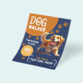 Dog Walker Pet Sitting Happy Dog Navy Blue Flyer | Zazzle
