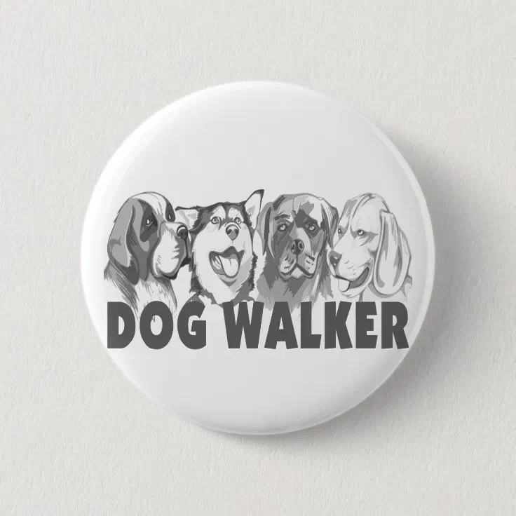 Dog Walker Pinback Button | Zazzle
