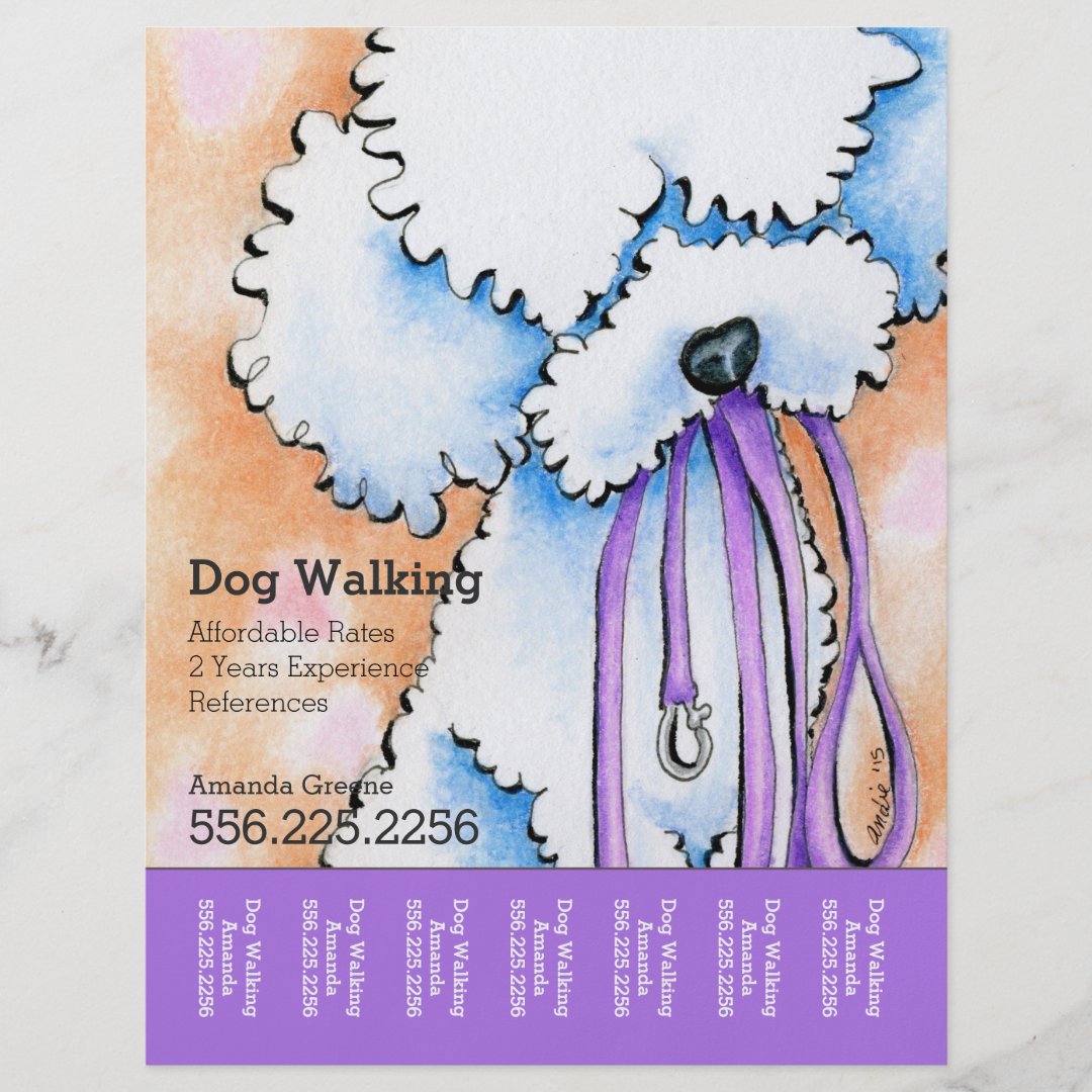 Dog Walker Poodle Purple Personalized Tear Sheet | Zazzle