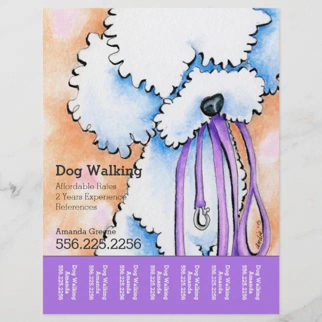 Dog Walker Poodle Purple Personalized Tear Sheet | Zazzle