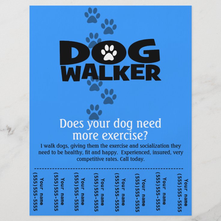 Dog Walker Promotional tear sheet flyer template_B | Zazzle