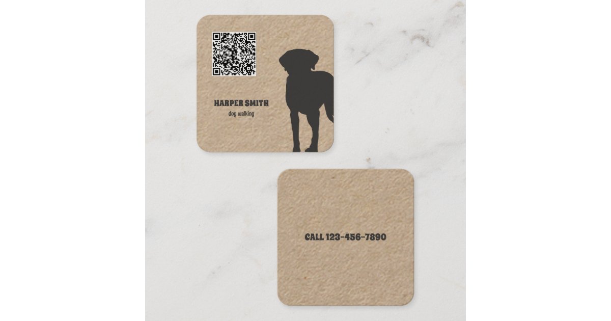 Dog Walker QR Code Square Business Card | Zazzle