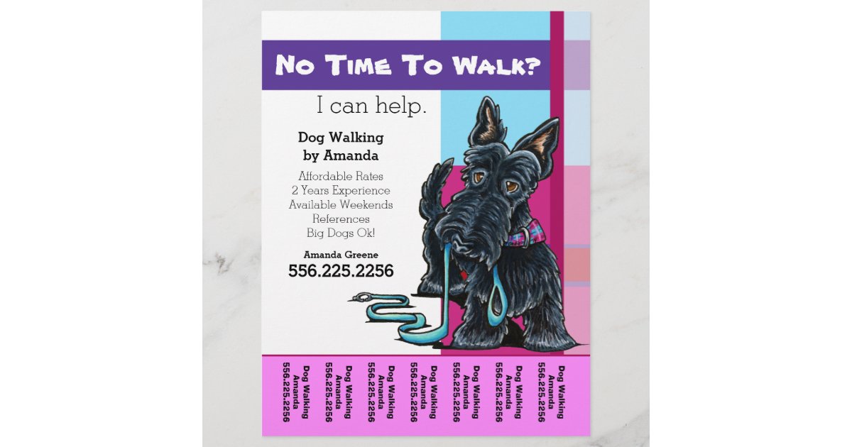 Dog Walker Scottie Plaid Personalized Tear Sheet | Zazzle