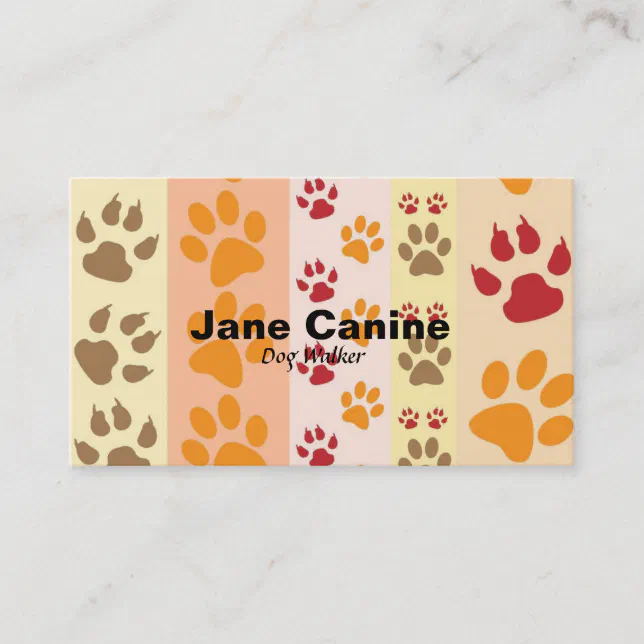 Dog Walker stylish modern paw print Business Card | Zazzle