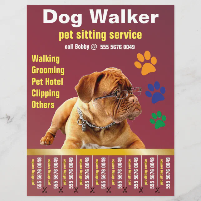 Dog Walker Trustworthy Care Pet Sitting Service Ad | Zazzle