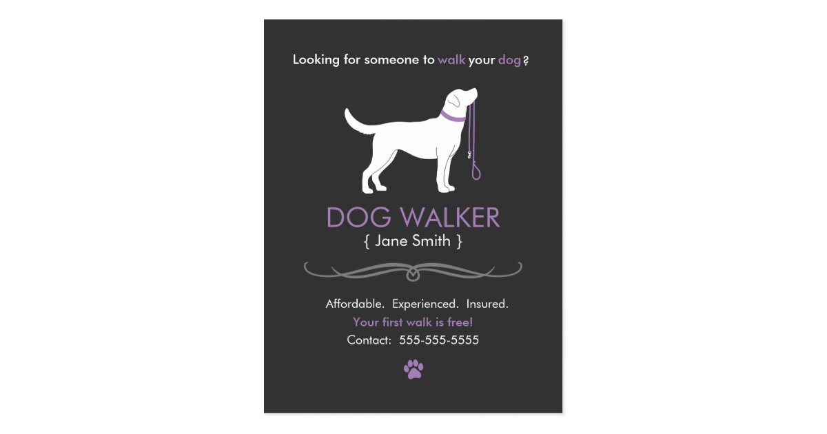 Dog Walker Walking Business Postcard Advertising | Zazzle.com
