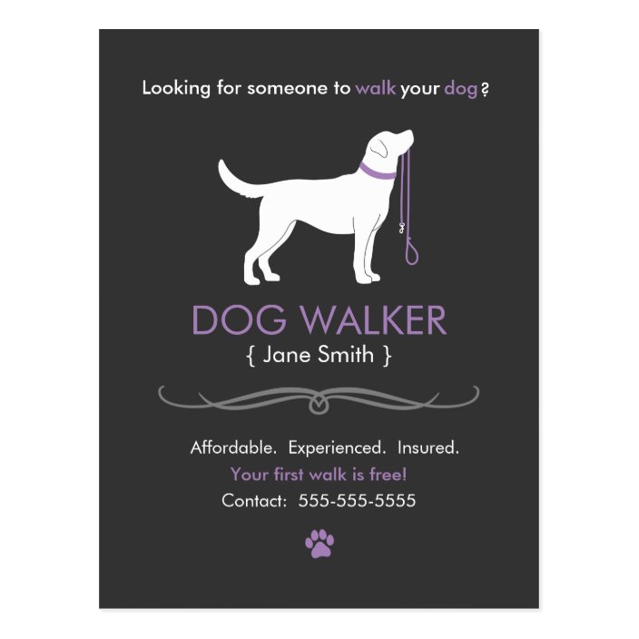 Dog Walker Walking Business Postcard Advertising | Zazzle.com