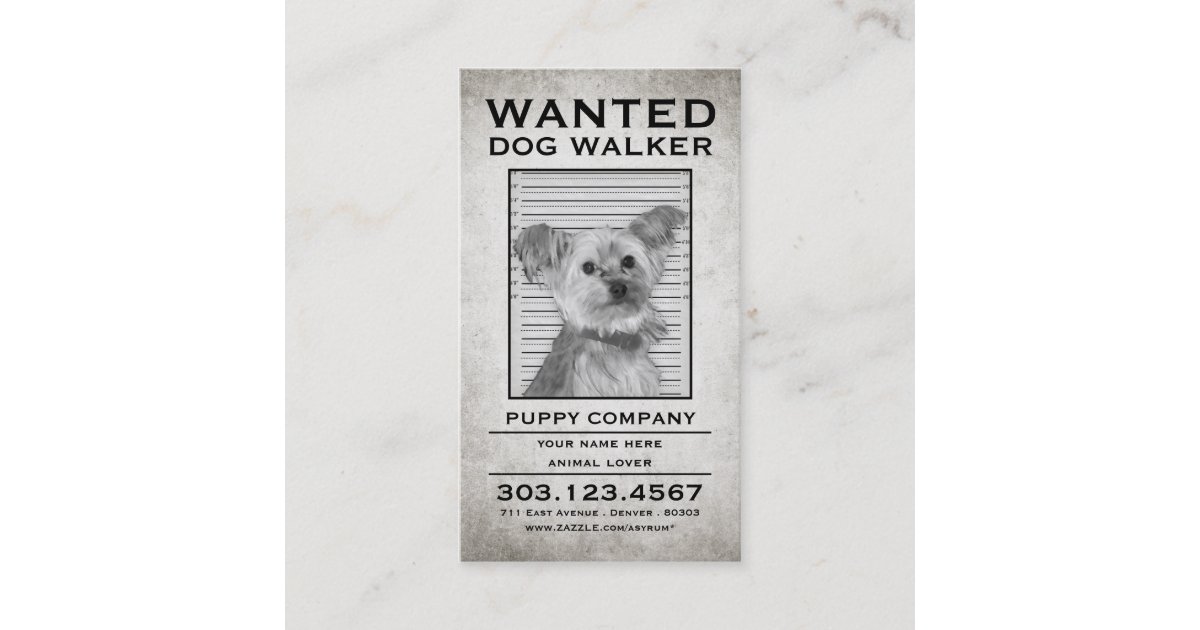 dog walker wanted poster business card | Zazzle.com