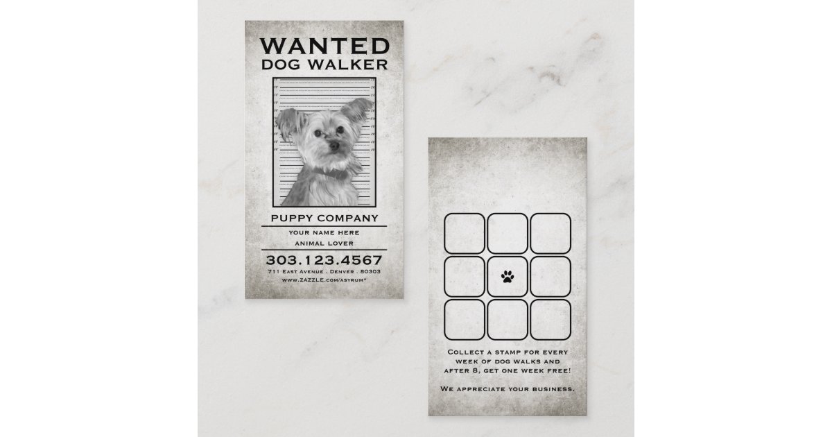 dog walker wanted poster stamp card | Zazzle