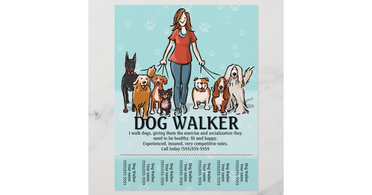 Dog Walking. Dog Walker. Tearsheet Flyer | Zazzle