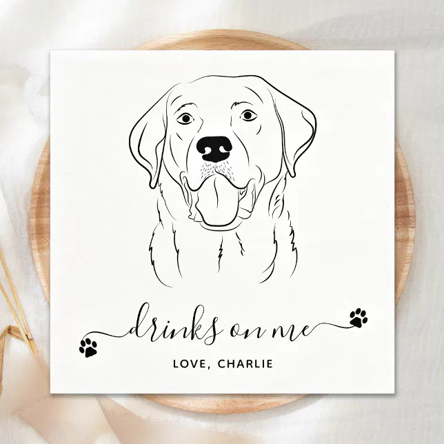 Dog Wedding Drinks On Me Custom Labrador Cocktail Napkins | Zazzle