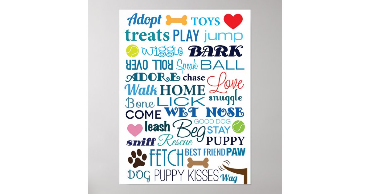 Dog Words Poster Zazzle dog-words-poster-zazzle