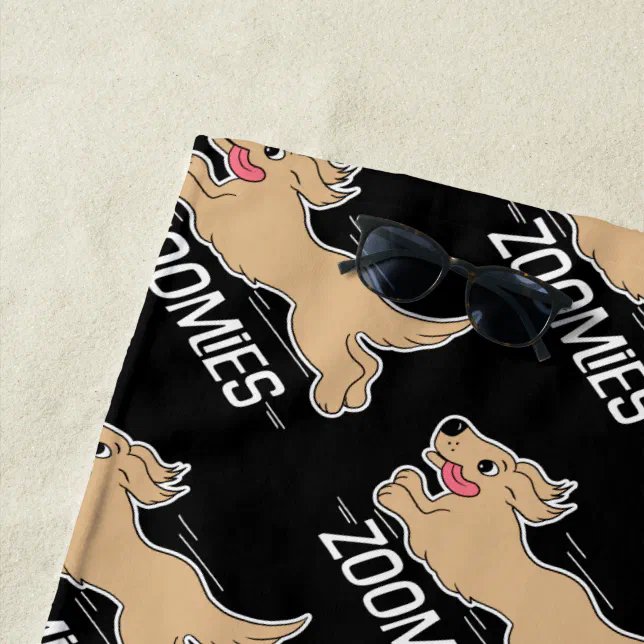 Dog Zoomies Black Beach Towel | Zazzle