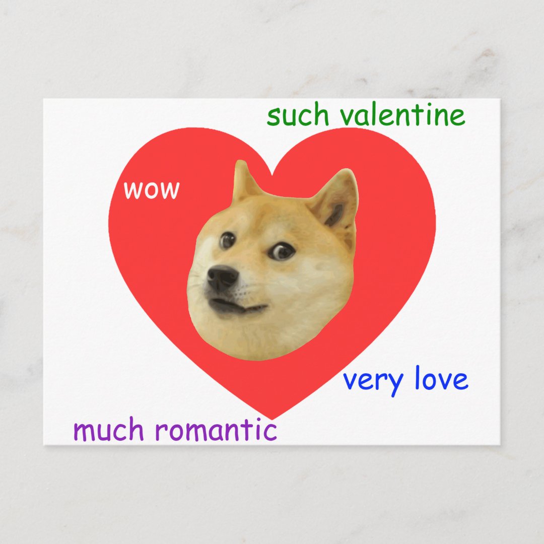 Doge Much Valentines Day Very Love Such Romantic Holiday Postcard | Zazzle