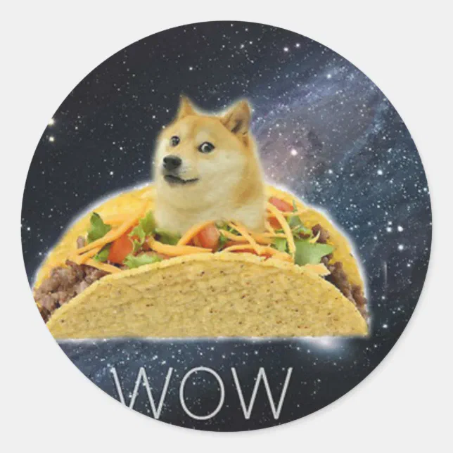 doge space taco meme classic round sticker | Zazzle