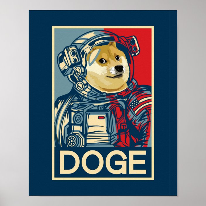 Dogecoin Astronaut Doge To The Moon Crypto Funny Poster | Zazzle.com