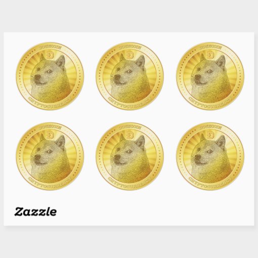 Dogecoin coin cryptocurrency classic round sticker | Zazzle