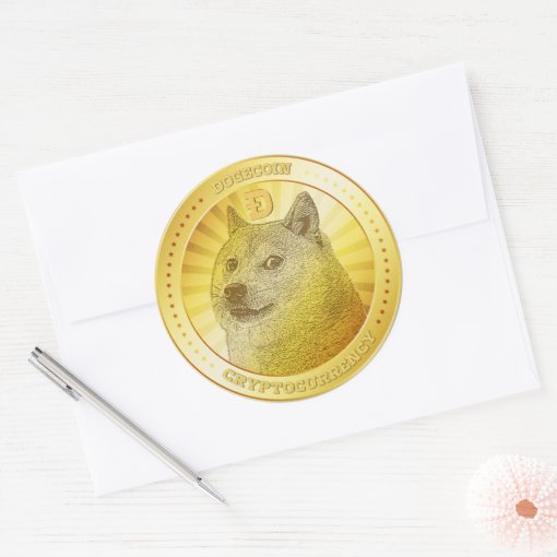 Dogecoin coin cryptocurrency classic round sticker | Zazzle
