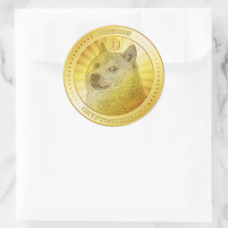Dogecoin coin cryptocurrency classic round sticker | Zazzle