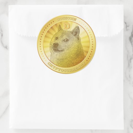 Dogecoin coin cryptocurrency classic round sticker | Zazzle