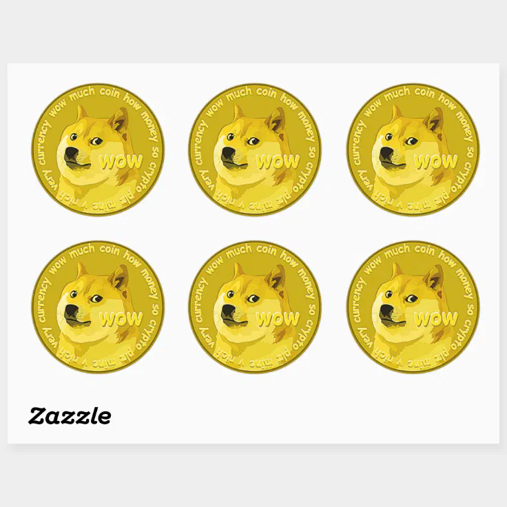Dogecoin coin logo cryptocurrency classic round sticker | Zazzle