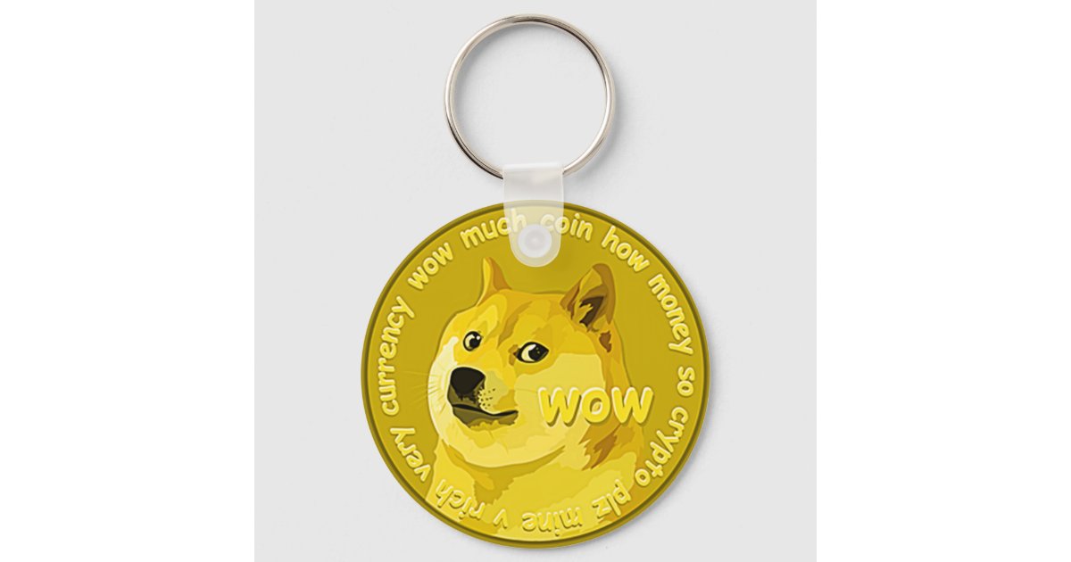 Dogecoin coin logo cryptocurrency keychain | Zazzle