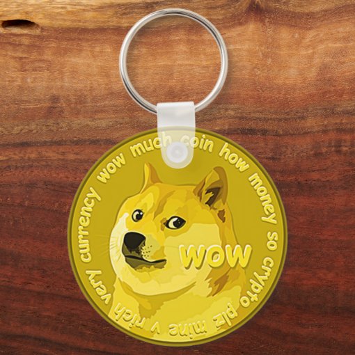 Dogecoin coin logo cryptocurrency keychain | Zazzle