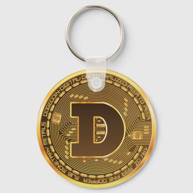 Dogecoin doge coin logo cryptocurrency keychain | Zazzle
