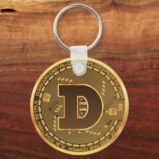Dogecoin doge coin logo cryptocurrency keychain | Zazzle