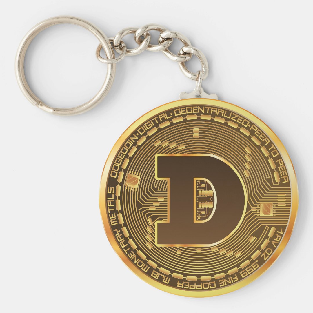 Dogecoin doge coin logo cryptocurrency keychain | Zazzle