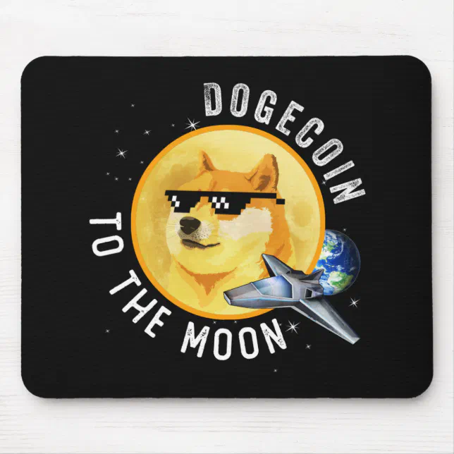 Dogecoin To The Moon Funny Cryptocurrency Meme Mouse Pad | Zazzle