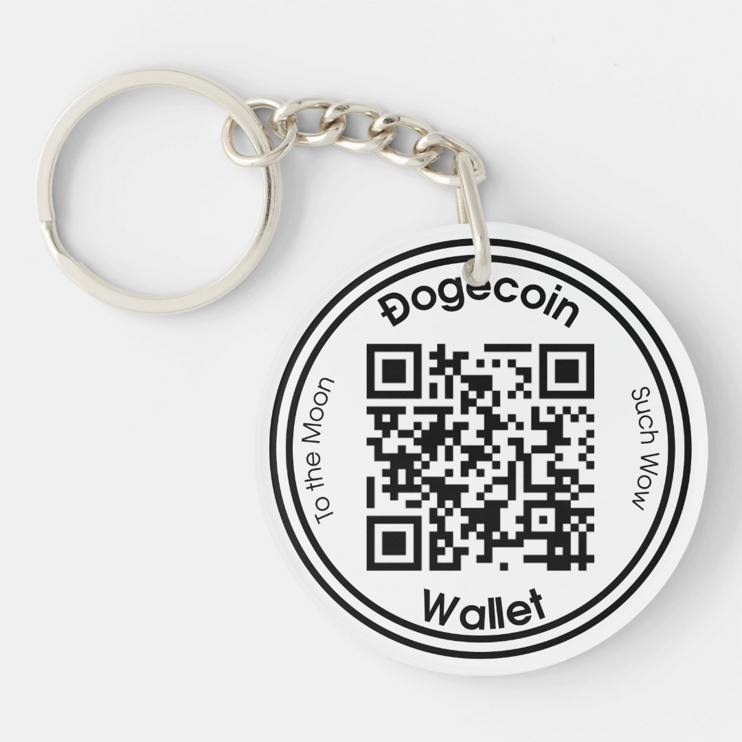 Dogecoin Wallet QR Code Round Doublesided Keychain | Zazzle