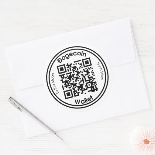 Dogecoin Wallet QR Code Round Sticker | Zazzle