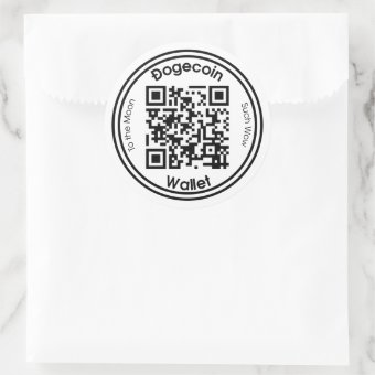 Dogecoin Wallet QR Code Round Sticker | Zazzle