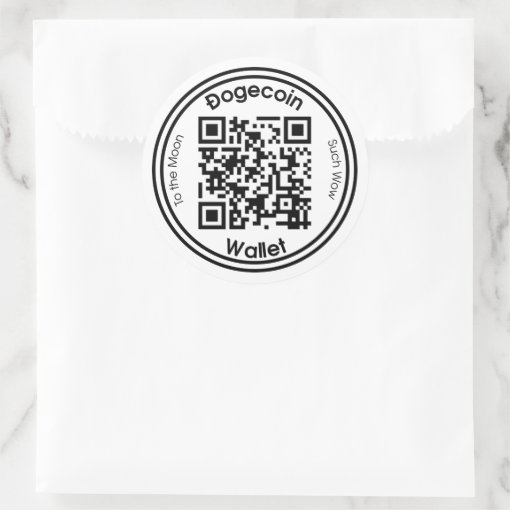 Dogecoin Wallet QR Code Round Sticker | Zazzle