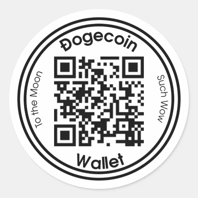 Dogecoin Wallet QR Code Round Sticker | Zazzle
