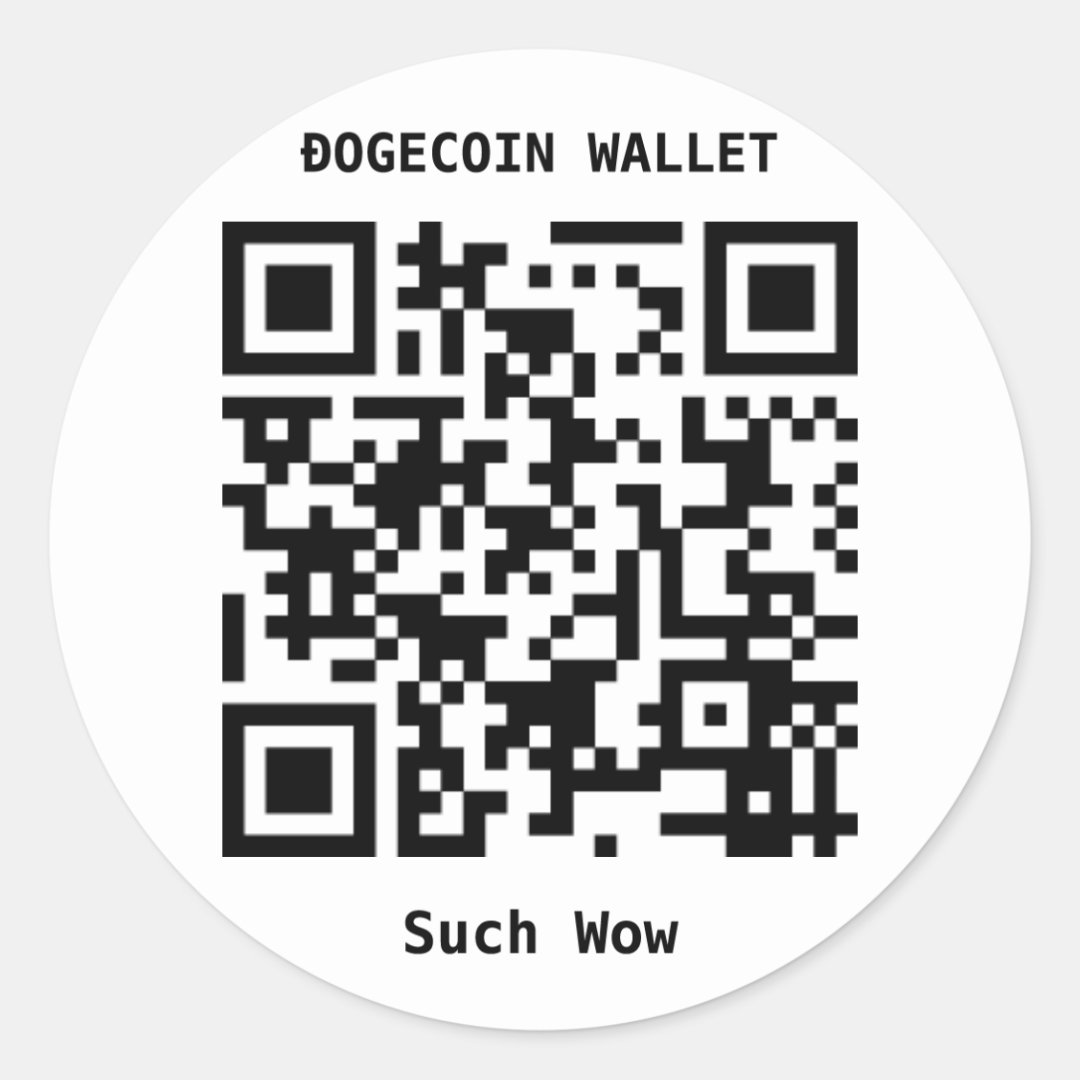 Dogecoin Wallet QR Code Simple Stickers | Zazzle
