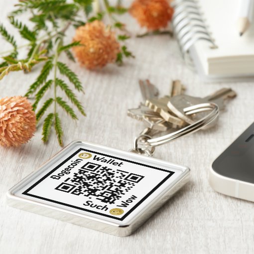 Dogecoin Wallet QR Code Square Keychain | Zazzle