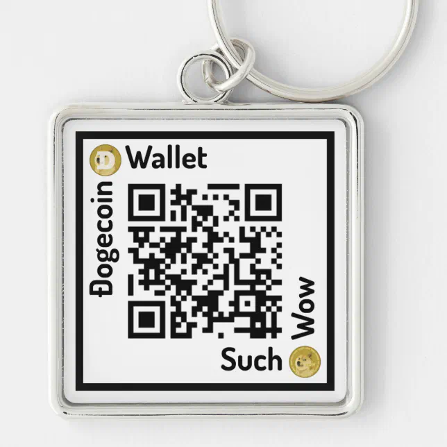 Dogecoin Wallet QR Code Square Keychain | Zazzle