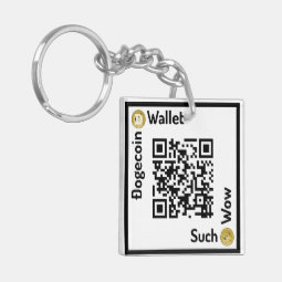 Dogecoin Wallet QR Code Square Keychain 2 sided | Zazzle