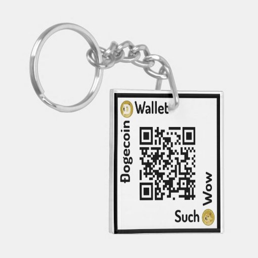 Dogecoin Wallet QR Code Square Keychain 2 sided | Zazzle