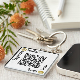 Dogecoin Wallet QR Code Square Keychain 2 sided | Zazzle