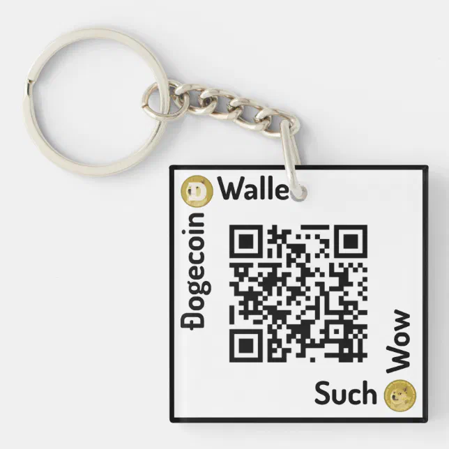 Dogecoin Wallet QR Code Square Keychain 2 sided | Zazzle