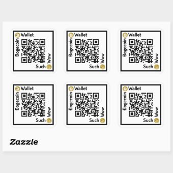 Dogecoin Wallet QR Code Square Sticker | Zazzle