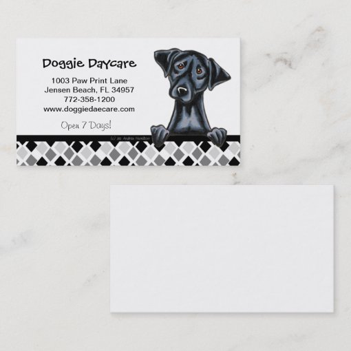 Doggie Daycare Dog Business Black Lab Business Card | Zazzle
