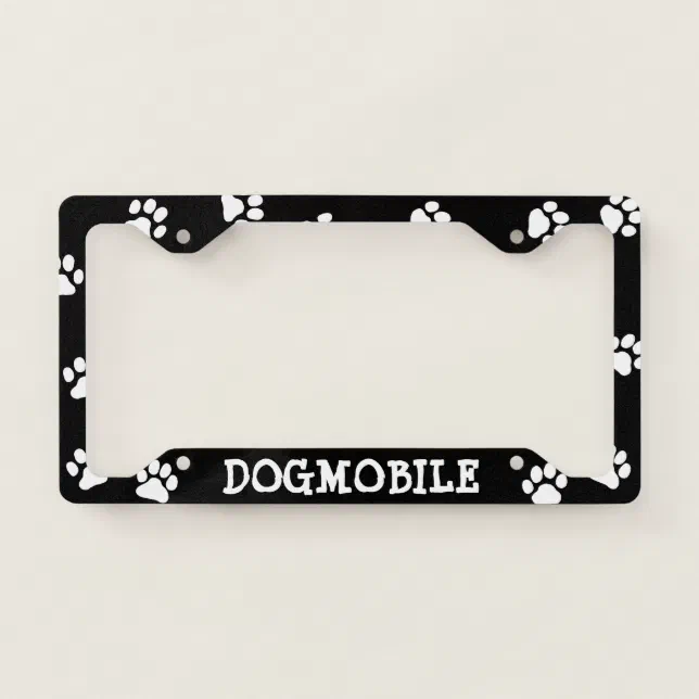 Dogmobile Custom Dog Lover's | Paw Prints License Plate Frame | Zazzle