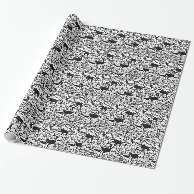 Dogs and Cats Cartoon" Wrapping Paper | Zazzle